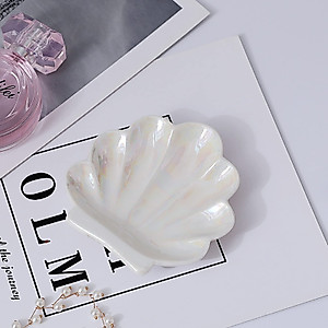TIGERMILLION Shell Trinket Dish, Ceramic Ring Holder/Jewelry Tray, Cute Organizer Plate Vanity Decorations Accessories for Home Décor Bathroom