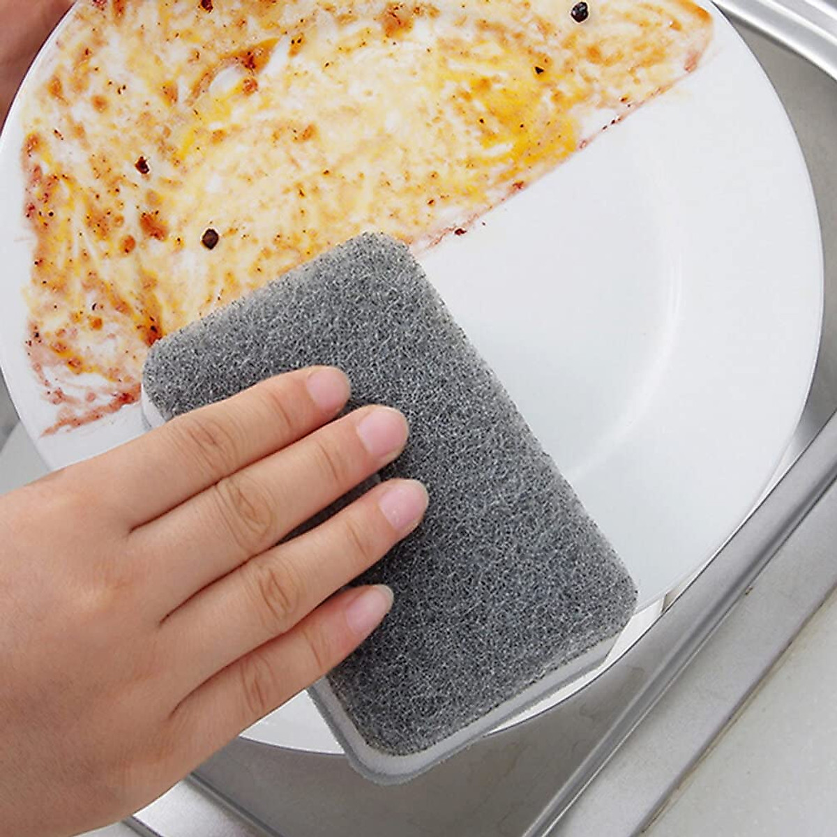 LIGHTAOTAO 10pcs Sponge Scouring Pad Scrub Sponges Kitchen Dishwashing Pad Reusable Kitchen Sponge Cookware Washing Sponges Dish Cleaning Sponge Soap Control Brush Kitchen Scrub Double Sided