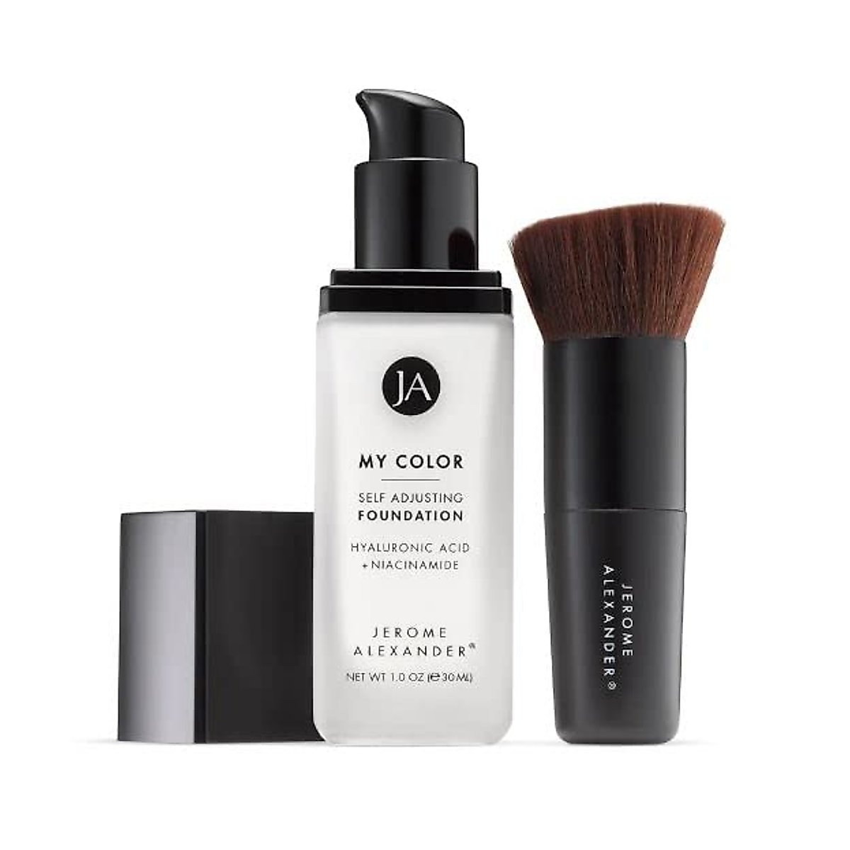 Jerome Alexander My Color Self Adjusting Full Coverage Foundation Makeup with Kabuki Brush (Medium)