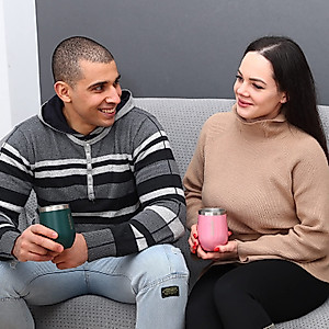 BJPKPK 2 pcs 12oz Insulated wine tumbler, 12oz Insulated Wine Tumbler with Lid,Unbreakable Stainless Steel Wine Glasses, Insulated Tumbler for Home & Outdoor,Dark Purple