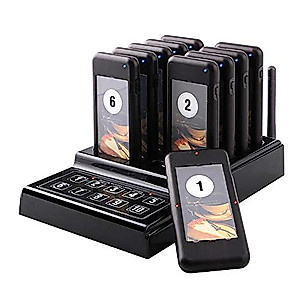 SHIHUI 10 Pager buzzers 1 keypad Queue Number Call Wireless Calling System Queue Call Restaurant Paging System for Restaurant Church Food Truck Coffee Shop Office