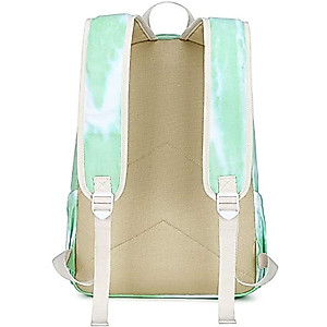 Lanola Canvas School Bag Backpack Girls or boy, Ranibow Style Unisex Zip Backpack School College for Teens Girls Students Casual Lightweight Travel Daypack Outdoor (Green)