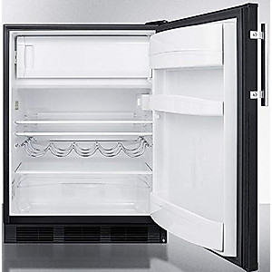 Summit CT663BKBI 24 Compact Refrigerator with 5.1 cu. ft. Capacity Adjustable Glass Shelves Dual Evaporator Reversible Door Adjustable Thermostat in Black