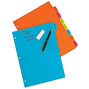 Avery 12 Tab Dividers for 3 Ring Binders, Customizable Table of Contents, Multicolor Tabs, 1 Set (11843) & Big Tab Write & Erase Durable Plastic Dividers