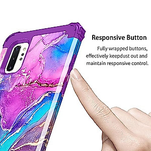 Hekodonk for Samsung Galaxy Note 10 Plus Case,Heavy Duty Shockproof Protection Hard Plastic+Silicone Rubber Hybrid 3 in 1 Drop Protective Case for Samsung Galaxy Note 10 Plus Purple Blue Marble