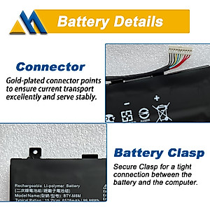 BTY-M6M 99.99Wh Laptop Battery Replacement for MSI GS66 Stealth 10SE 10SF 11UE 11UH GE66 Raider 10UG 11UG GE76 for Raider 11UE 11UG GE76 for Dragon Tiamat 11UH WS66 10TM 11UMT 11UKT for Creator 15