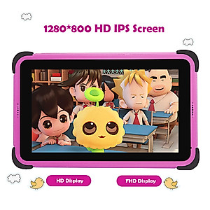 8 inch Kids Tablet Android Tablets for Kids,AX WiFi 6,1280x800 IPS HD Display,2GB RAM 32GB ROM TF 256GB Toddlers Tablet with Parental Control,5+8MP Camera,WiFi,with Kids-Tablet Case and Stand (Pink)