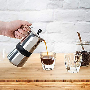 brim 6 Cup Moka Maker with Wood Pattern Handle