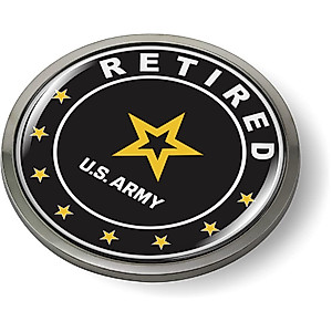 [Officially Licensed Product] - Retired U.S. Army Star Design 3D Domed CAR Emblem Badge Sticker Chrome Plastic Round Bezel