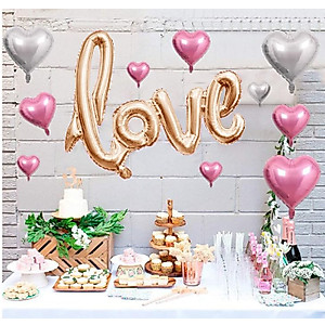 2pcs LOVE Foil Balloons Mylar Foil Letters Balloons Reusable Material for Romantic Valentine's Day Wedding Bridal Shower Anniversary Engagement Party Decorations