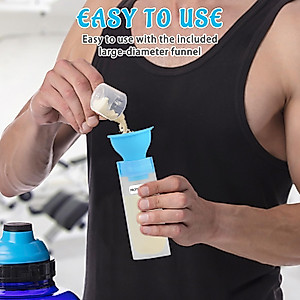 MUOUAKATE Protein Powder Travel Container Set - Reusable Powder Supplement Container To Go - 21pc Single Dose Bags and 3pc Large Travel Containers Zip Up Bags