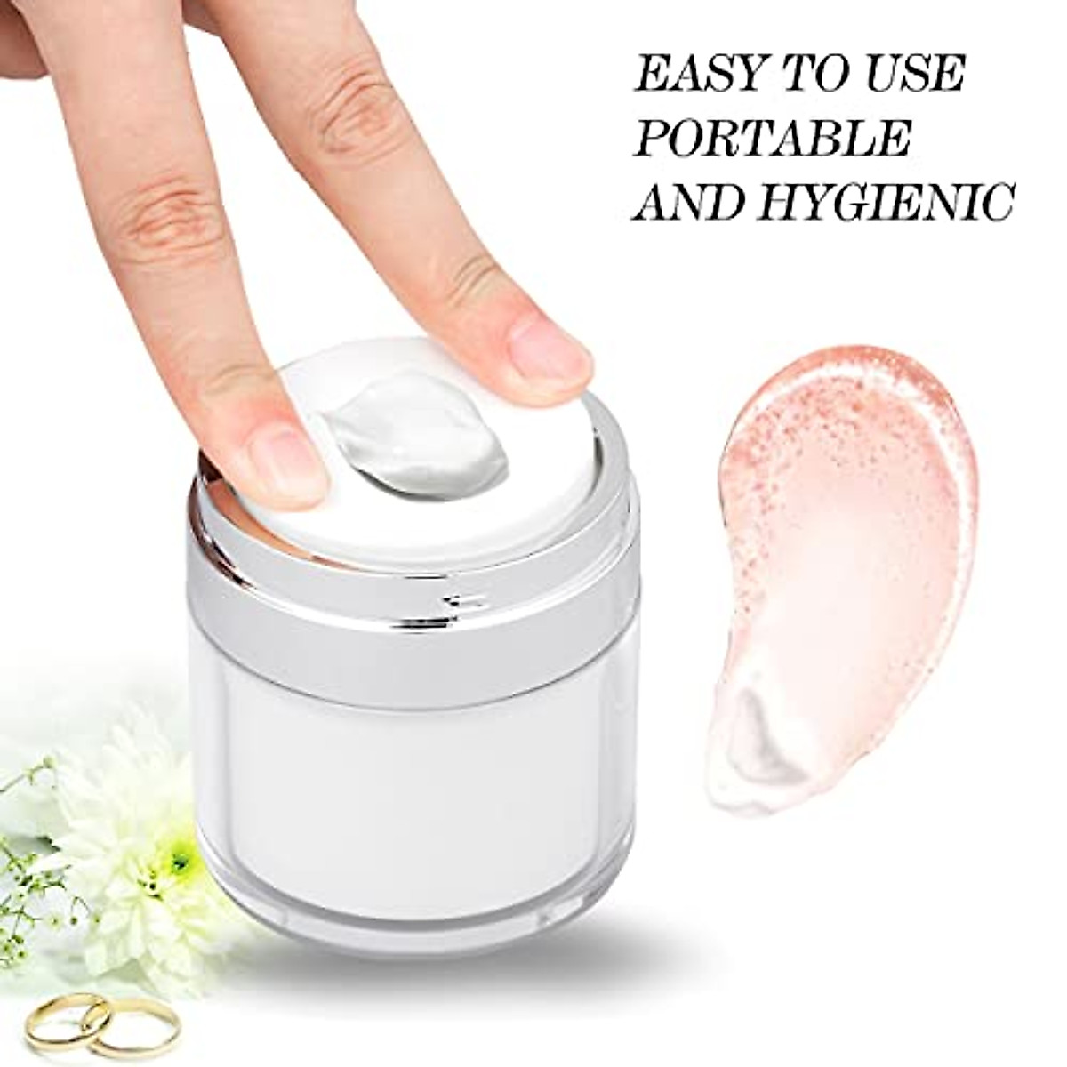 Airless Pump Jar, 2Pcs Cream Jar Vacuum Bottle Small, Airless Pump Bottles, Lotion Dispenser with Pump for Toiletries Cosmetic Container Travel Containers (1.0OZ)