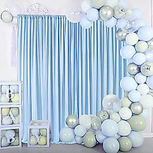 AK TRADING CO. 10 feet x 10 feet Polyester Backdrop Drapes Curtains Panels with Rod Pockets - Wedding Ceremony Party Home Window Decorations - Light Blue (DRAPE-5X10-LTBLUE)