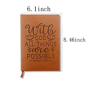 LBWCER Christian Gifts Faith Can Move Mountains Leather Notebook for Friends Son Daughter Religious Birthday Christmas for Dad Mom (with god)
