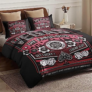 Duvet Cover Twin Size, Gaming Vintage Game City Bedding Set with Zipper Closure for Kids and Adults, Money Red America Comforter Cover with Pillow Sham for Bedroom Bed Decor