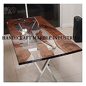 Epoxy Table, Live Edge Wooden Table, Epoxy Resin River Table, Natural Wood,Dining table, Natural Epoxy Table, Resin Table 42x24 inch