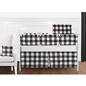 Sweet Jojo Designs Buffalo Plaid Fabric Memory Memo Photo Bulletin Board - Black and White Check Rustic Woodland Flannel