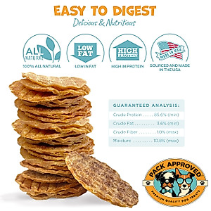 Pack Approved Chicken Chips for Dogs - Crunchy Chicken Dog Treats for Training - Single Ingredient Dog Treat - Dried Chicken Treats for Dogs - 100% Chicken Breast Dog Treats, All-Natural - 12oz