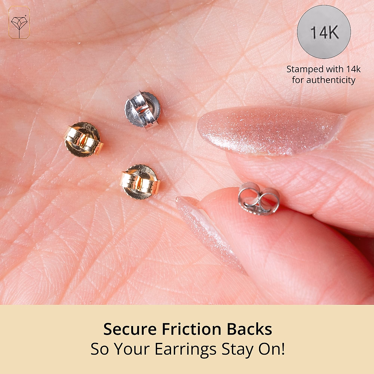 MAX + STONE Better Butterfly Push Backs for Stud Earrings for Women in 14k White Gold