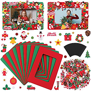 Fovths 436 Pieces Christmas Picture Frame Craft Kit for Kids Include Foam Photo Frames Christmas Foam Self Adhesive Stickers Magnet Art DIY Christmas Ornament for Xmas Party Favor, Home Decor