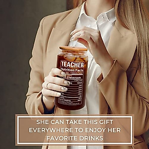 Teacher Appreciation Gifts - Teacher Gifts for Women - Cool Gifts for Teachers Women - Funny Teacher Gift Ideas - Teacher Birthday Gifts - Unique Gift for Teacher - 16 Oz Teacher Can Glass