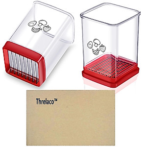 Threlaco Cup Slicer Egg Slicer Fruit and Vegetable Speed Slicer with Push Plate Strawberry Slicer Stainless Steel Banana Strawberry Cutter for Quickly Making Fruit Vegetable Salad (2)