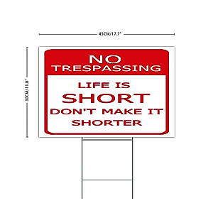 Autravelco No Trespassing Yard Signs with Stakes 12x18 Inch Private Property Video Surveillance Funny Yard Lawn Sign for Rent House Party Decorations Props