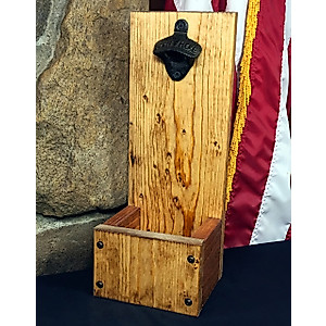 Go Ahead Take Your Top Off Drop Box Bottle Opener with Cap Catcher Solid Wood- Wall Mount or Freestanding - Groomsmen, Wedding and Anniversary gift