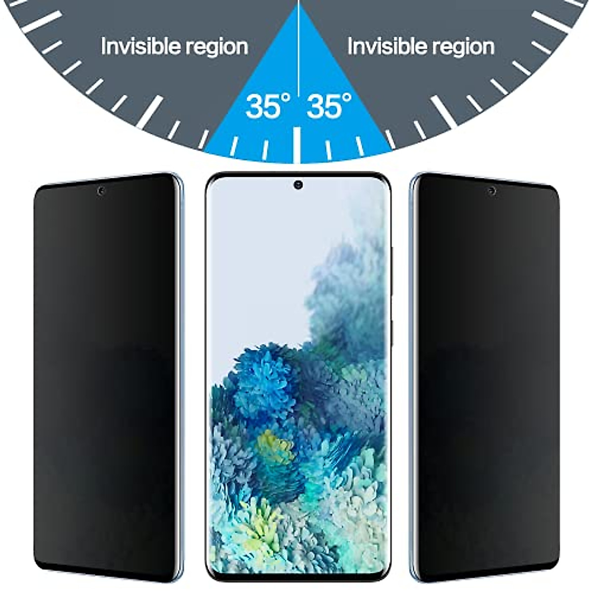 YWXTW Galaxy S20 Plus Privacy Screen Protector, Tempered Glass Anti-Spy 9H Hardness Film for Samsung Galaxy S20+ 5G 6.7”, [Don’t Support Fingerprint Unlock] Scratch Resistant Bubble Free -2Pack, Black