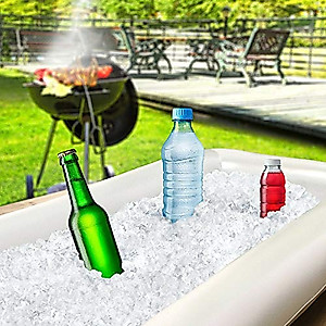 Moon Boat 2 PCS Inflatable Serving/Salad Bar Tray Food Drink Holder - BBQ Picnic Pool Party Buffet Luau Cooler,with a drain plug
