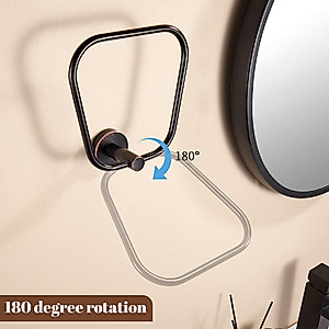 Bronze Hand Towel Holder, Bathroom Towel Ring Oil Rubbed, Bath Hand Towel Hangers Wall Mounted Farmhouse Rustic ORB Stainless Steel Trapezoid