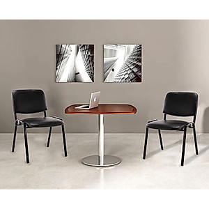 Shunzhi Waiting Room Chairs Set of 10 Stackable Conference Room Chairs Pu Leather Office Guest Chairs Side Reception Chairs for Breakroom/Lobby/Events/Church/School/Hall/Hotel,Black,10PCS