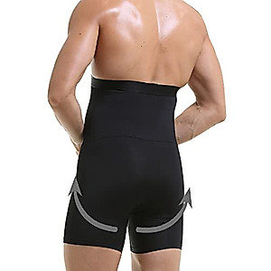 SHIONF Men Tummy Control Shorts High Waist Underwear Slimming Shapewear Body Shaper Leg Boxer Briefs (Black, Medium)