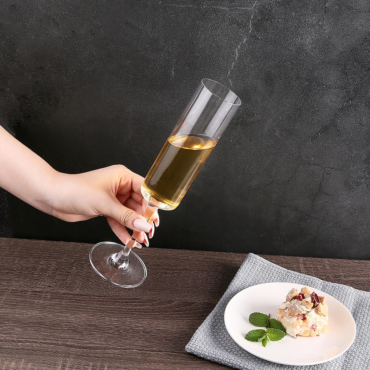 YIBEZ Champagne Flutes, Set of 4 Crystal Champagne Glasses, 7 OZ Cylinder Champagne Flutes Glass, Housewarming/Wedding Gifts