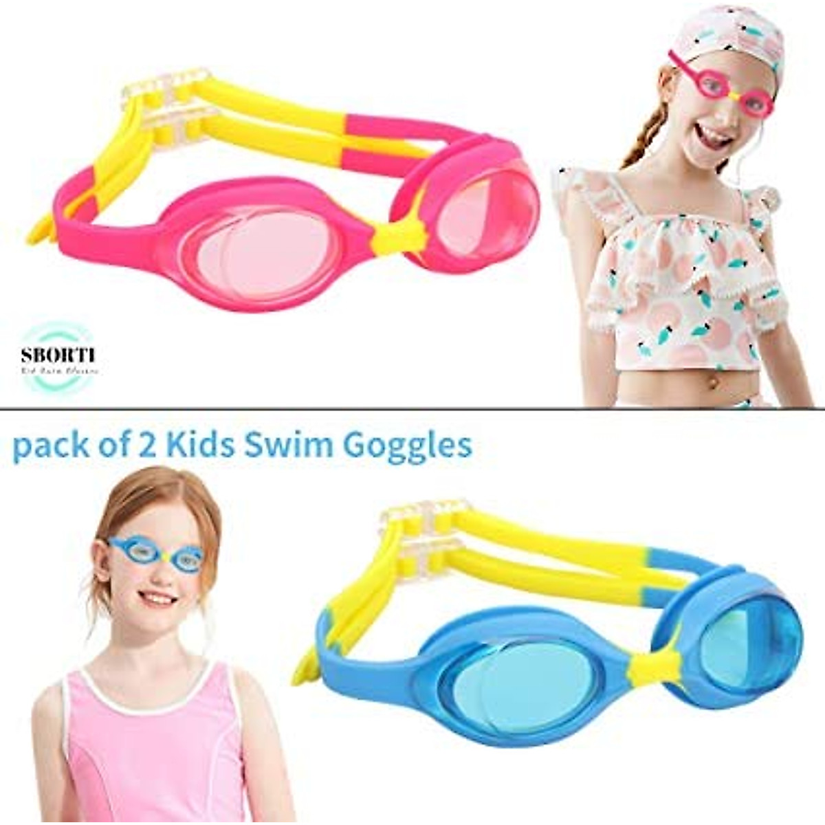 Romoc 4 Pack Kids Swimming Goggles,No Leaking,Anti Fog,UV Protection Swim Glasses Water Goggles Christmas Gift