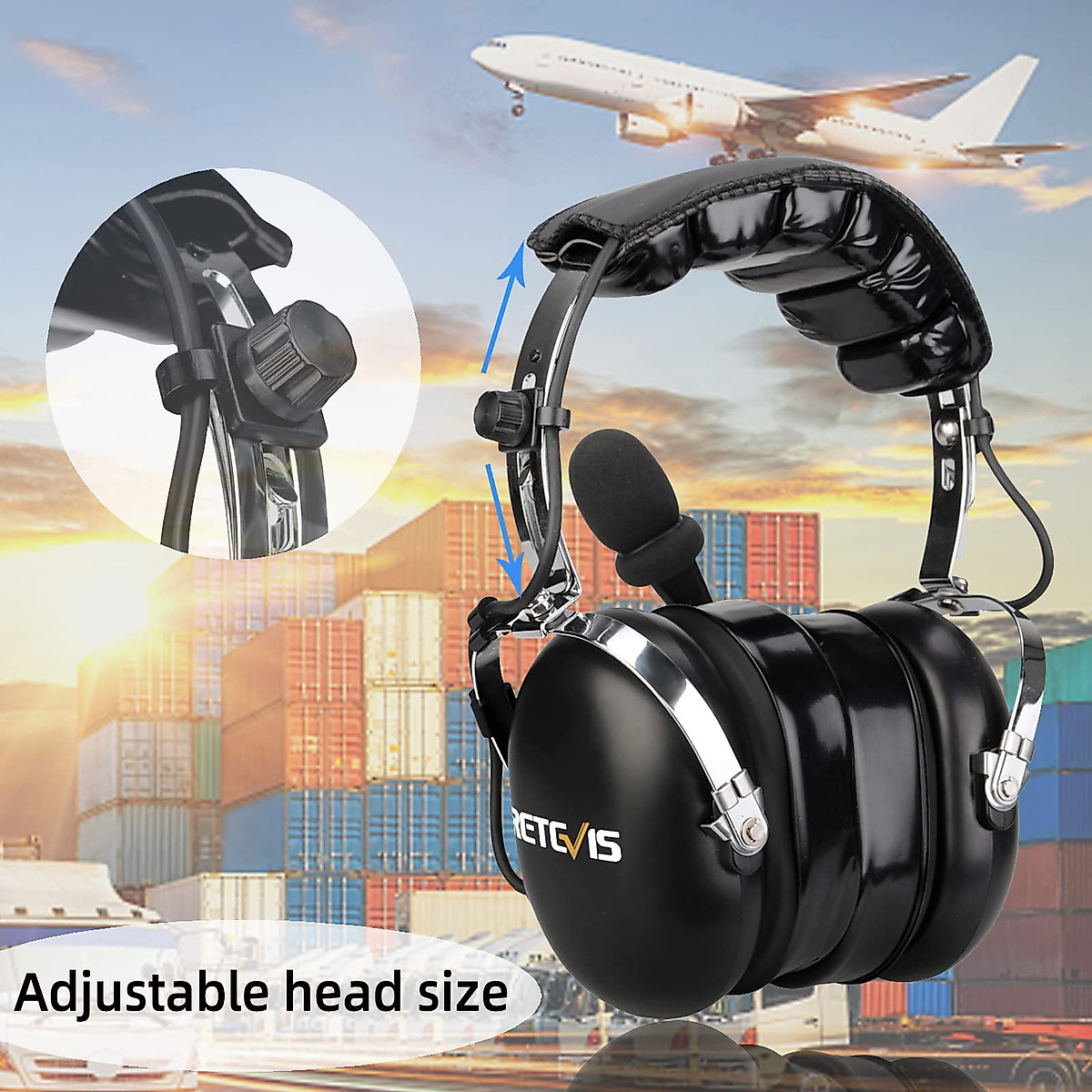 Retevis Noise Reduction Walkie Talkie Headset,Volume Adjust RT22 RT21 H-777 RT68 NR10 RT86,Compatible with Baofeng UV-5R 5RM Samcom Rugged Radios,Two Way Radio Headset with Mic(1 Pack)