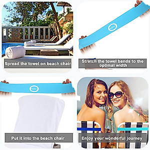 Towel Bands (6 Pack),for Pool & Cruise Chairs,Windproof Elastic Beach Towel Clips,Towel Holder for Cruise Chairs Accessories