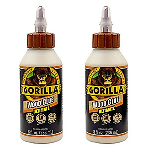 Gorilla Ultimate Waterproof Wood Glue; 8 Ounce; Natural Wood Color; (Pack of 2)
