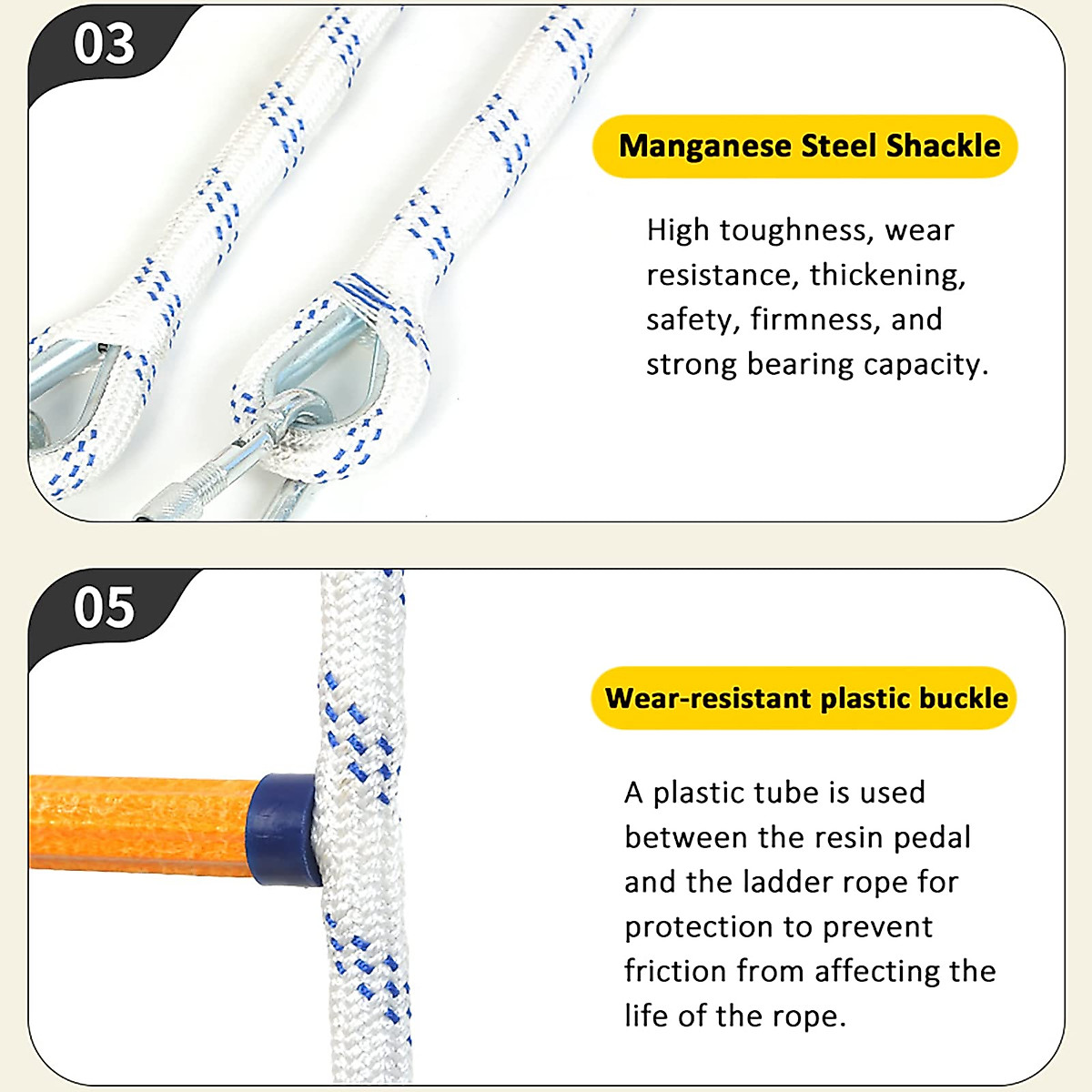 QWEASDF Sturdy Fire Escape Ladder, Emergency Fire Escape Rope Ladder, Flame Resistant Safety Evacuation Ladder, Fast to Deploy, Non-Slip, Easy to Use, 900 LB, for Home, Office, Outdoor,5m/16.4ft