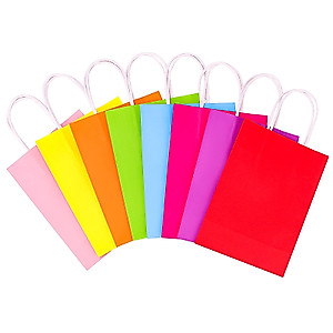 48 Pieces Gift Bags Bulk, 8 Colors Kraft Paper Party Favor Bags with Handle, Rainbow Goodie bags for Birthday, Gift, Wedding, Baby Shower, and Celebrations, Medium 8 * 4.75 * 10"