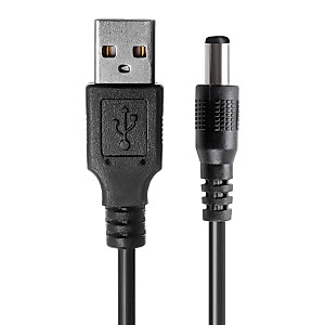TENINYU USB 2.0 A Male to DC 5.5x2.1mm 5 Volt 24AWG DC Connector Charge Barrel Jack Power Cable Black, 3FT (Max 2.5 Ampere Power Cable, Center PIN Positive),2Pack