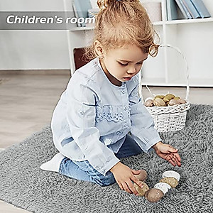 REDASW Soft Shaggy Rugs，4x6 Feet Area Rug，Anti-Skid Fluffy Carpets for Bedroom Living Room, Fuzzy for Kids Baby,Nursery, Dorm Shag Rugs for Girls Boys,Teen's Room,Grey