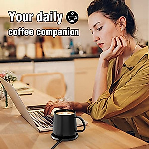 APEKX Auto On/Off Gravity-Induction Coffee Mug with Intelligent Temperature Control 113°F/45°C Cup Warmer Self-Heating with Wireless Charging Function Gifts for Home Office (Mug Included) Black