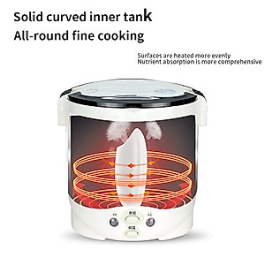 Mini Rice Cooker, Vehicle-Mounted Rice Cooker 12V, Thermal Insulation and Protection Function, 1L Portable Steamer, Boiling Pot, Portable Handle, Outdoor Boiling Cooker, Portable Cooker (Green)