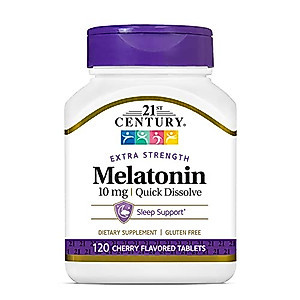 21st Century, Melatonin Quick Dissolve Tablets 10 mg, White, Cherry, 120 Count
