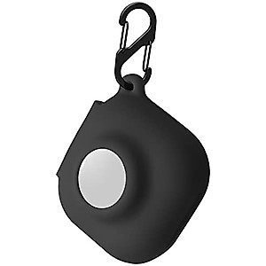 Geiomoo Silicone Case Compatible with Air Tag and Beats Fit Pro, 2 in 1 Protective Cover with Carabiner (Black)