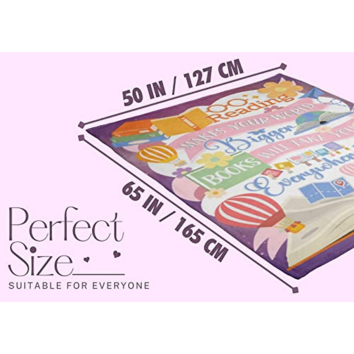 InnoBeta Book Lovers Throw Blanket - Flannel Blankets for Book Club, Bookish, Book Worm, Librarians as Reading Gifts, Reader Gifts for Christmas, Birthday - 50" x 65" - (Purple)