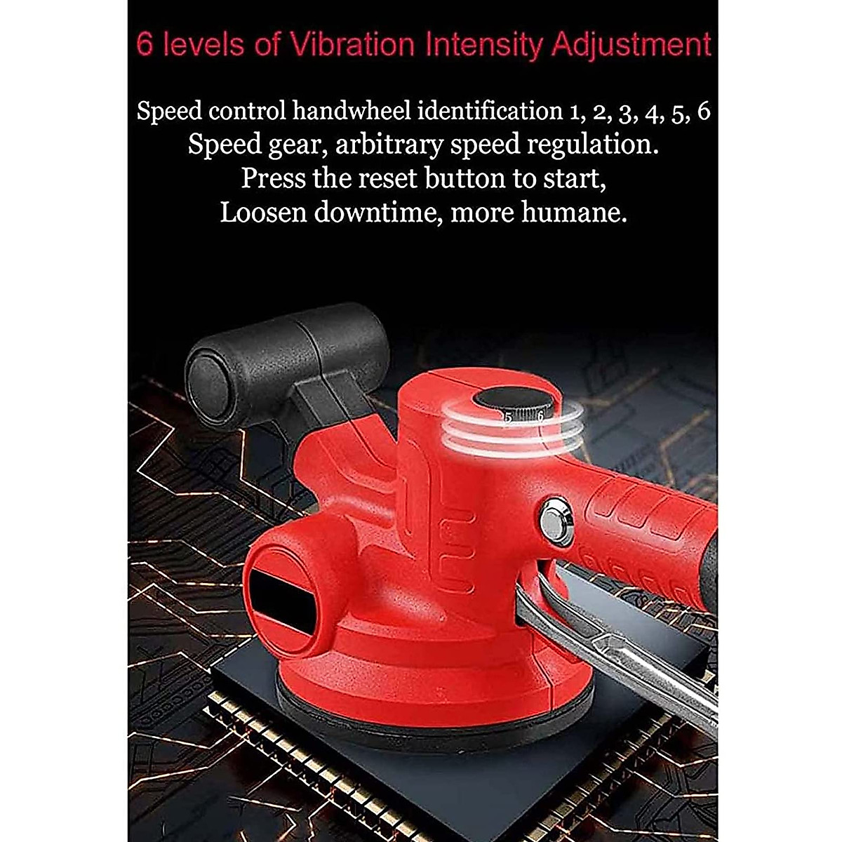 UZIAH Tile Vibrator Tiling Machine Suction Cup 6 Speed Adjustable Automatic Vibrator Leveling Tool with 1 Battery