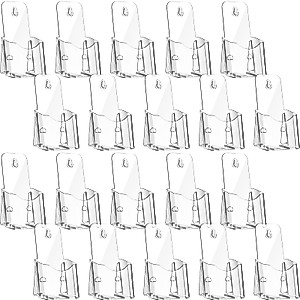 Yookeer 20 Pieces Acrylic Brochure Holder Stand 4 x 7.9 Inches Rack Card Holder Stand Clear Literature Holder Plastic Flyer Display Stand Trifold Brochure Holder for Vendors, Brochure, Pamphlet
