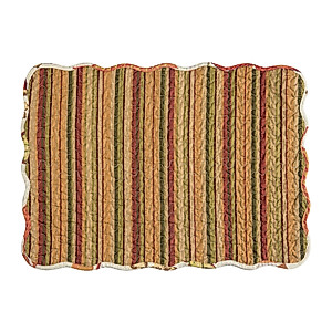 C&F Home Rylie Cotton Quilted Reversible Placemat Set 6 Rectangle Oblong Machine Washable Mats Floral Leaves Fall Harvest for Kitchen or Dining Table Rectangular Placemat Set of 6 Orange